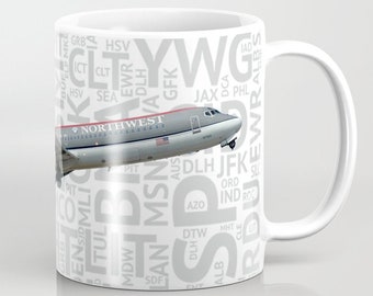 Mcdonnell Douglas DC-9 NWA With Airport Codes Coffee Mug | Etsy