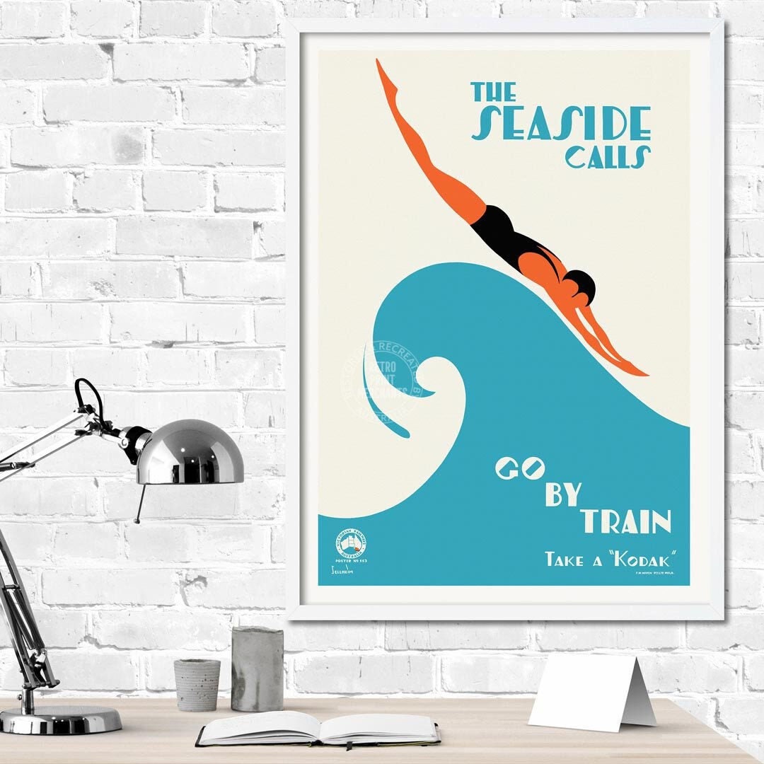 The Seaside Dive Wall Print Advertising Beach Go by - Etsy