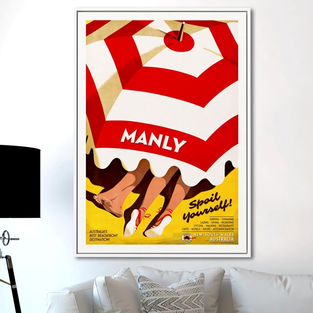 Manly NSW Wall Print Retro Advertising Print Australia Manly Beach ...