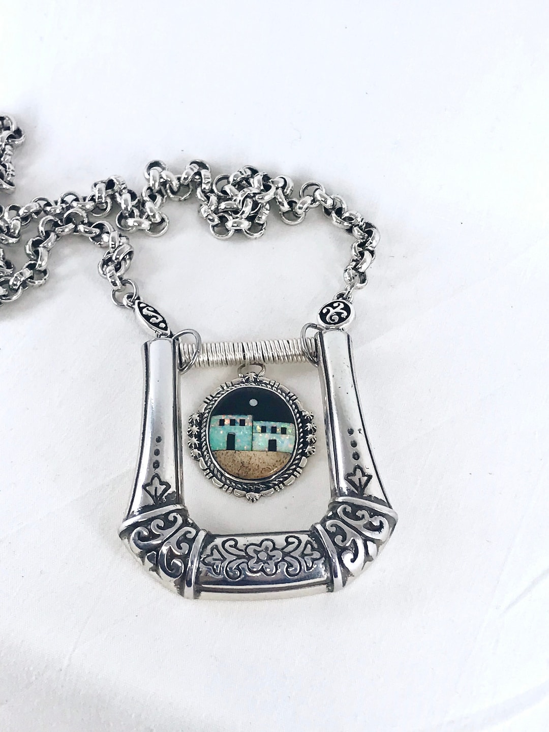 Vintage Brighton Belt Buckle Necklace, Sterling Silver Onyx Pendant - Etsy