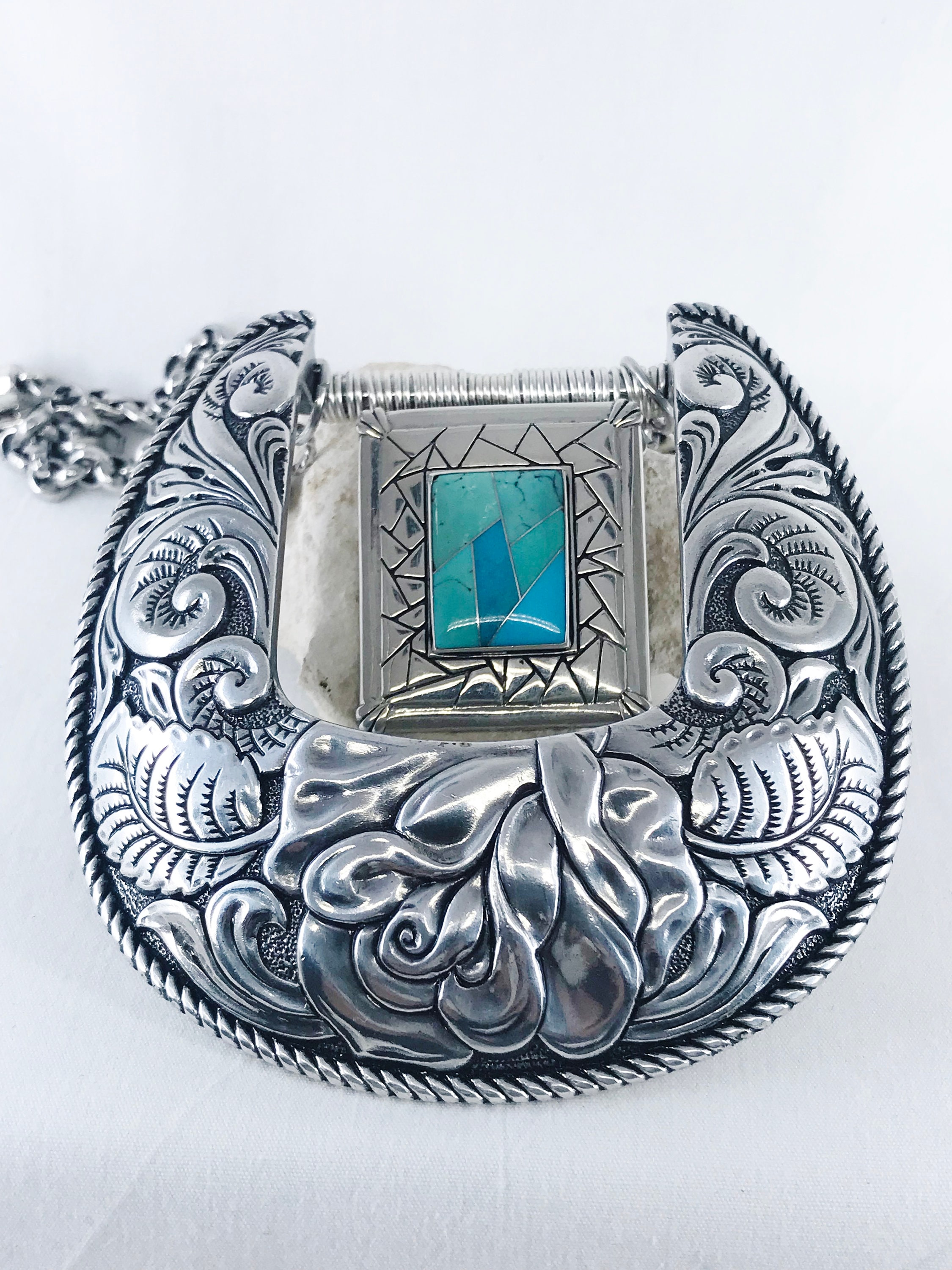 Western Jewelry Buckle Necklace Turquoise Jewelry - Etsy