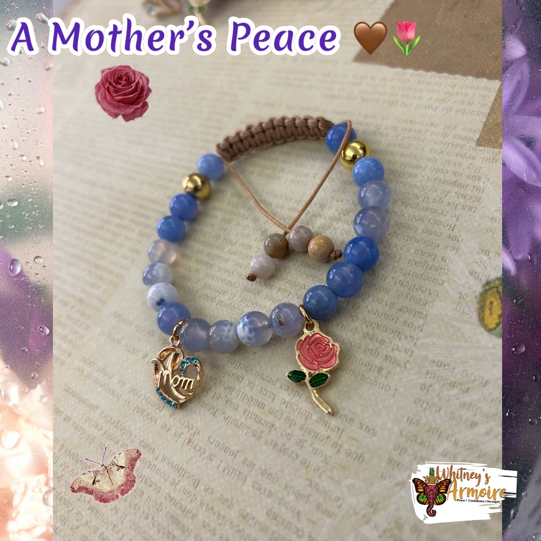 MOM Peace Queen Mother Beaded Blue Aventurine Bead - Etsy