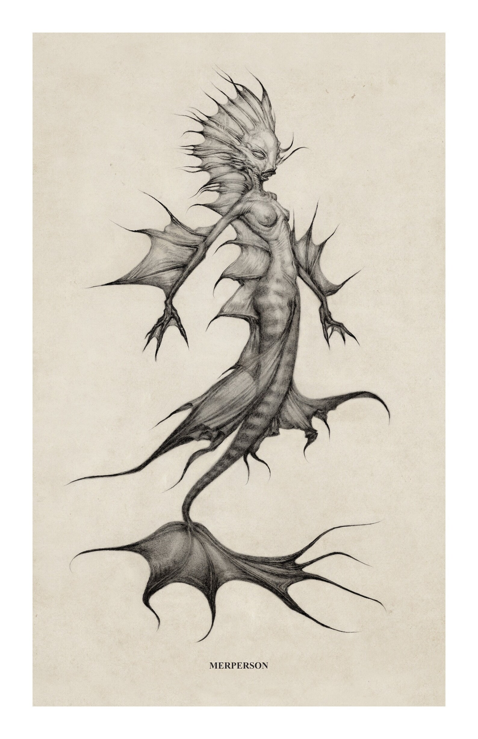 Merperson Magical Creature Illustrated Art Print - Etsy