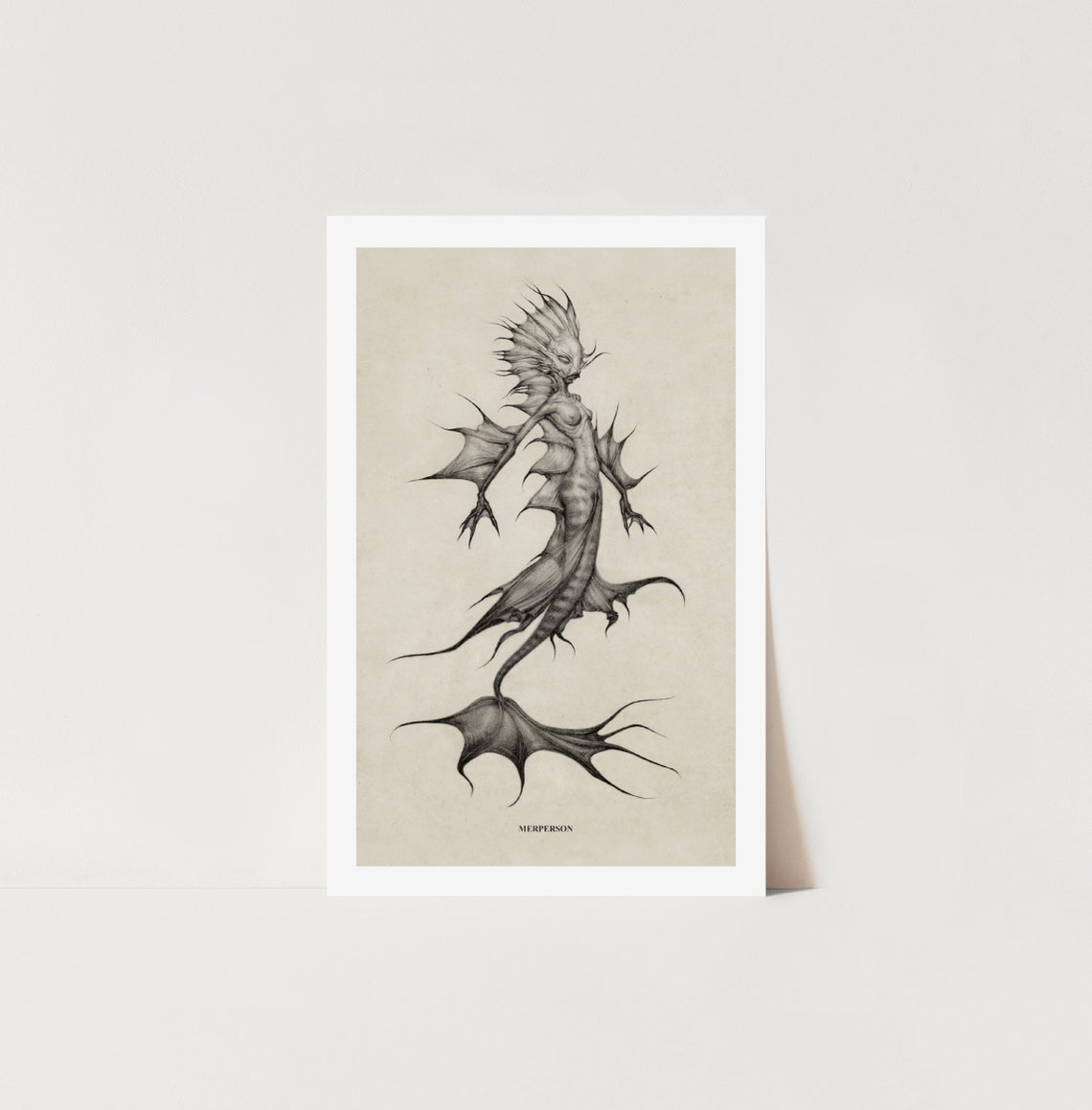 Merperson Magical Creature Illustrated Art Print - Etsy