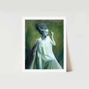 Bride of Frankenstein Green Illustrated Art Print - Etsy