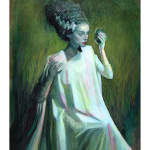 Bride of Frankenstein Green Illustrated Art Print - Etsy