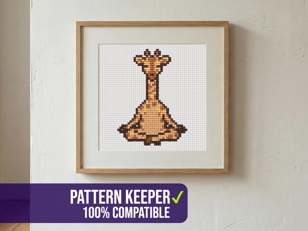 Meditating Giraffe Cross Stitch Pattern PDF | Zen Yoga Giraffe Counted ...