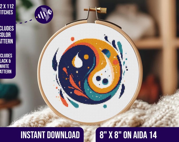 Yin Yang - Cross Stitch Pattern (digital Format - PDF) - Etsy Israel