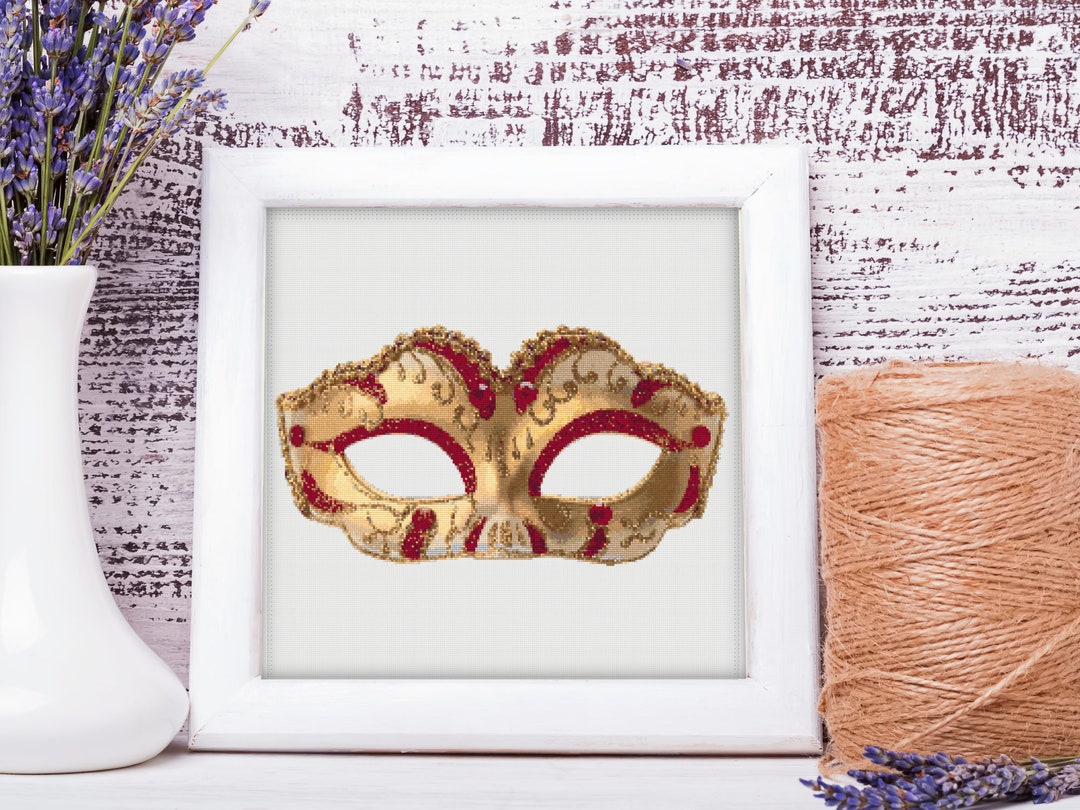 Carnival Mask Cross Stitch Pattern, Mask Cross Stitch Pattern, 16x16 ...