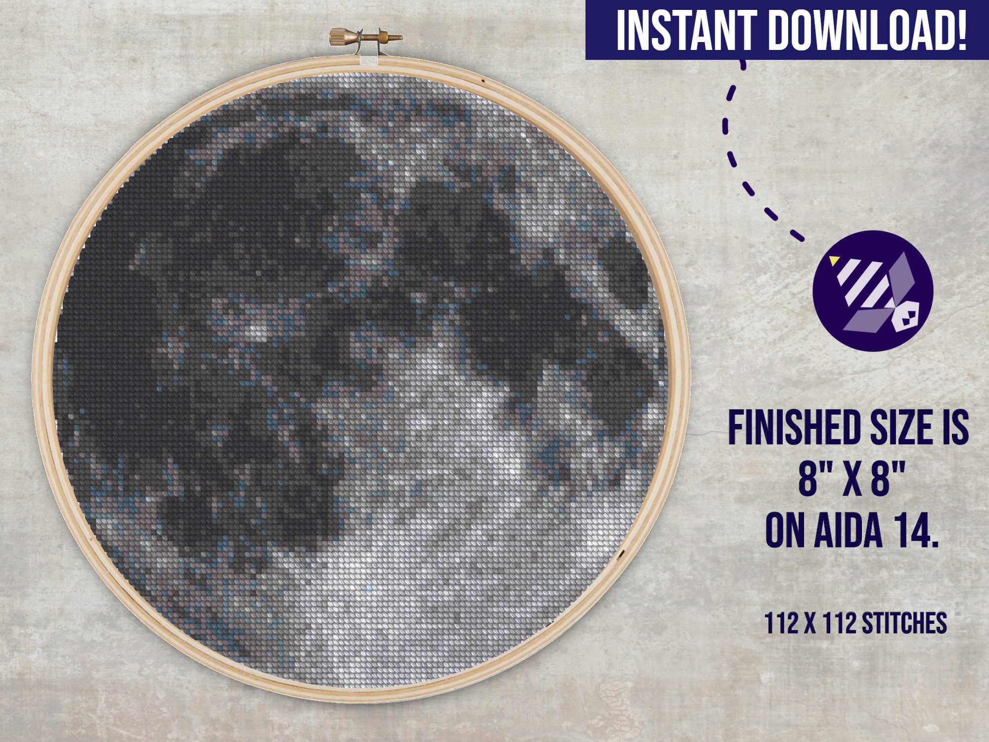 Moon Cross Stitch Pattern Full Moon Phase Cross Stitch | Etsy