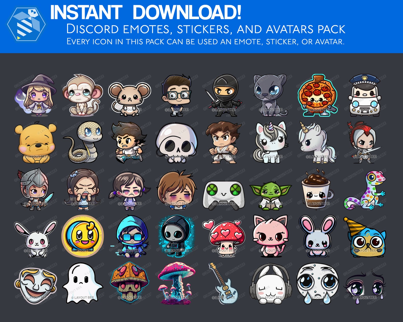Chibi Discord Emojis Discord Emotes Discord Stickers - Etsy