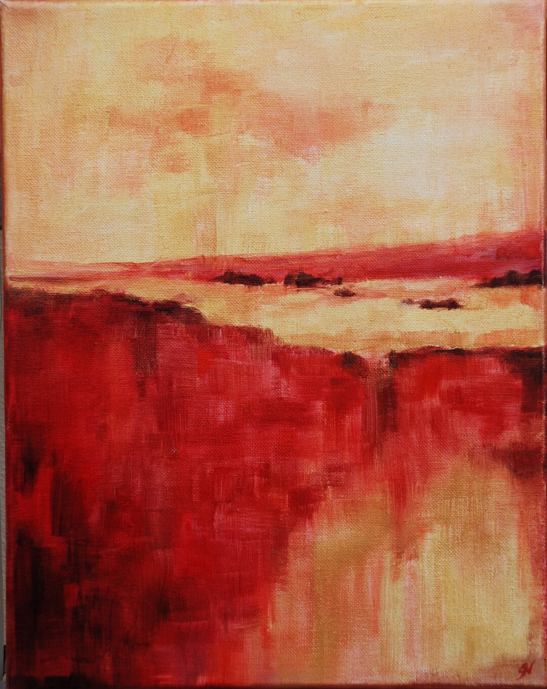 Red Land - ORIGINAL Oil Painting, Abstract Landscape, Red Gold ...