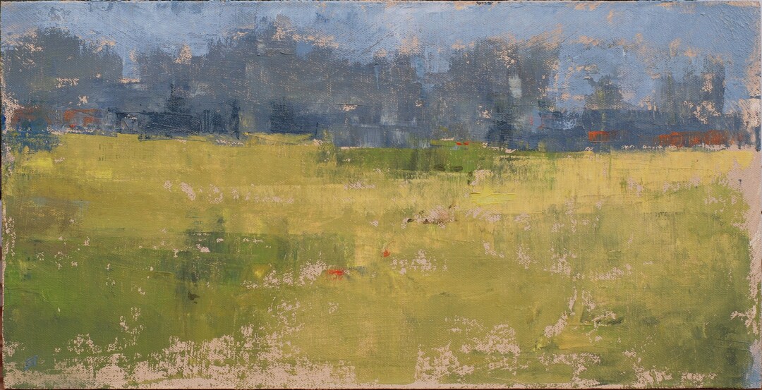 Simplicity - ORIGINAL Oil Painting, Abstract Field Landscape, Blue ...