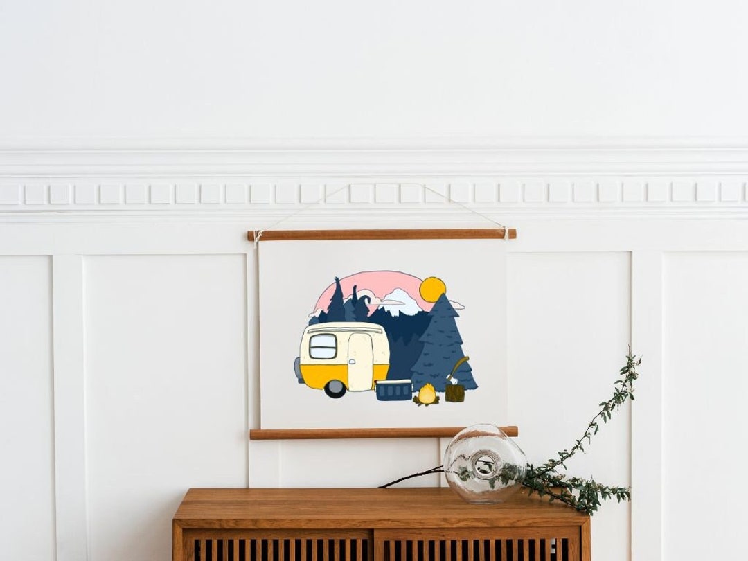 Vintage Trailer Print 8x10 Retro Camper Art Outdoors Illustration Gift for Camping Enthusiasts ...