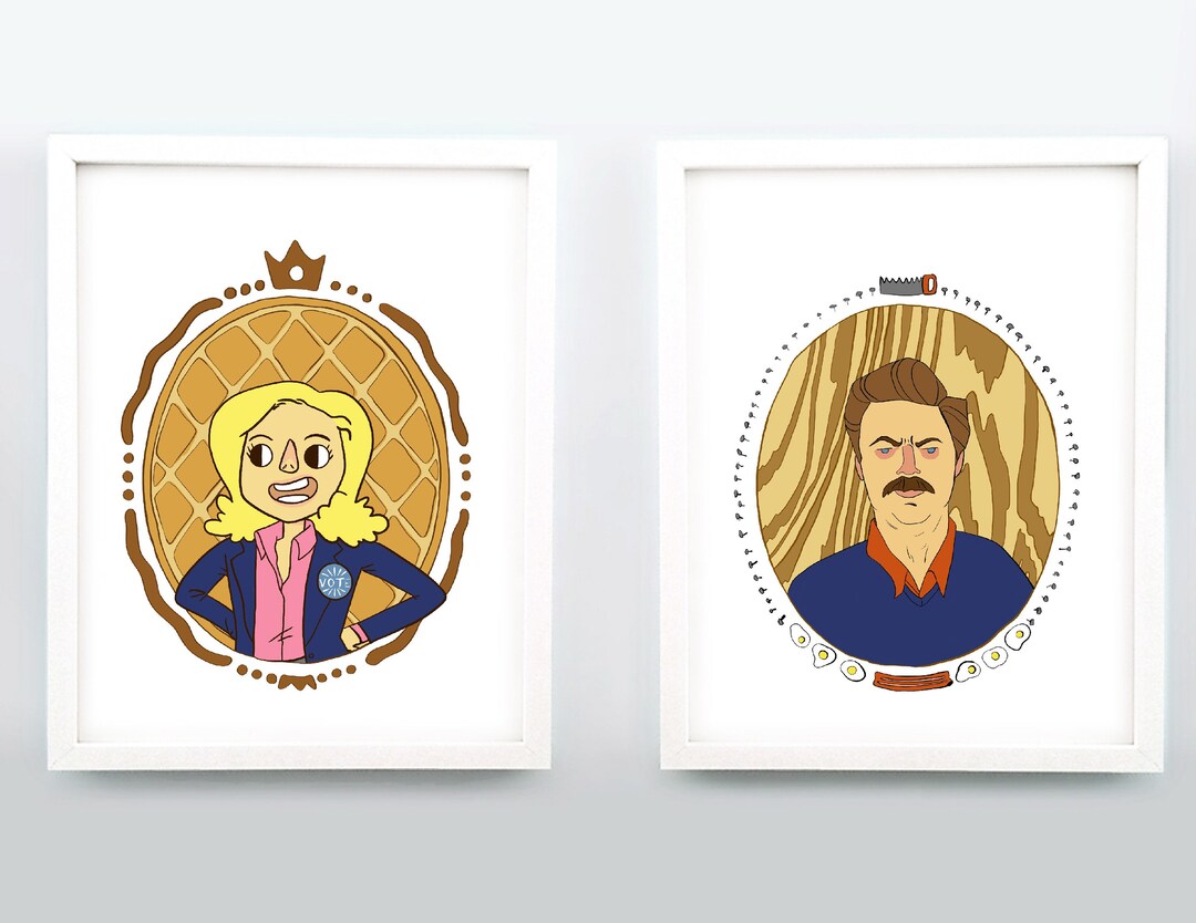 Parks and Recreation Art Print Set 8x10 Ron Swanson and Leslie Knope ...