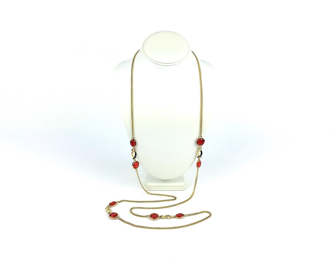 Vintage Red Gold Tone XXL Extra Long 54" Long Cuban NK Gold Tone Link ...