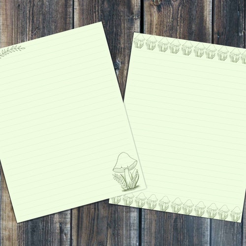 Green Mushroom Stationery-writing Paper Set printable | Etsy