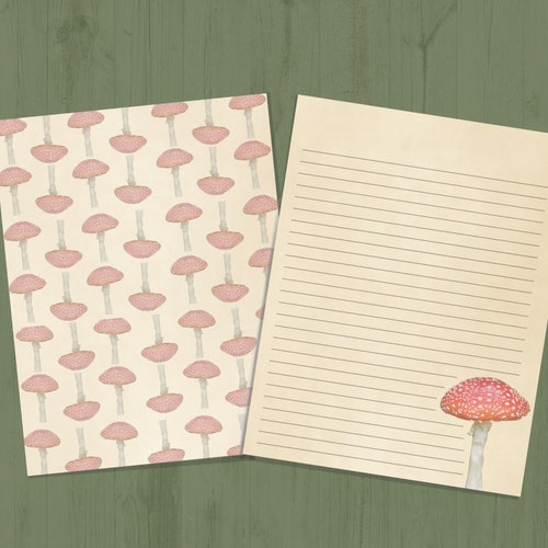 Green Mushroom Stationery-writing Paper Set printable - Etsy