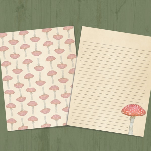 Mushroom Stationery Printable - Etsy