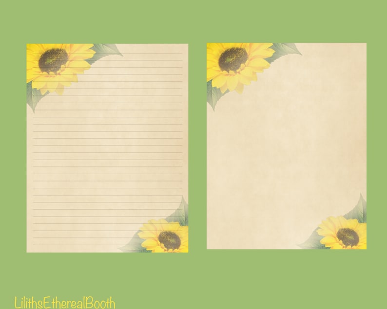 Sunflower Letter Writing Paper-writing Set-printable | Etsy