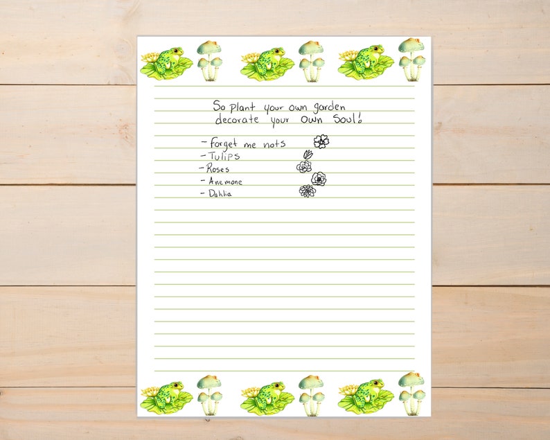 Frog Printable Stationery | Etsy