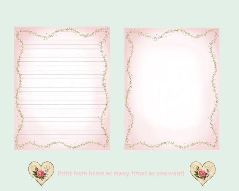 Pink Vintage Style Stationery Paper-letter Writing Printable - Etsy
