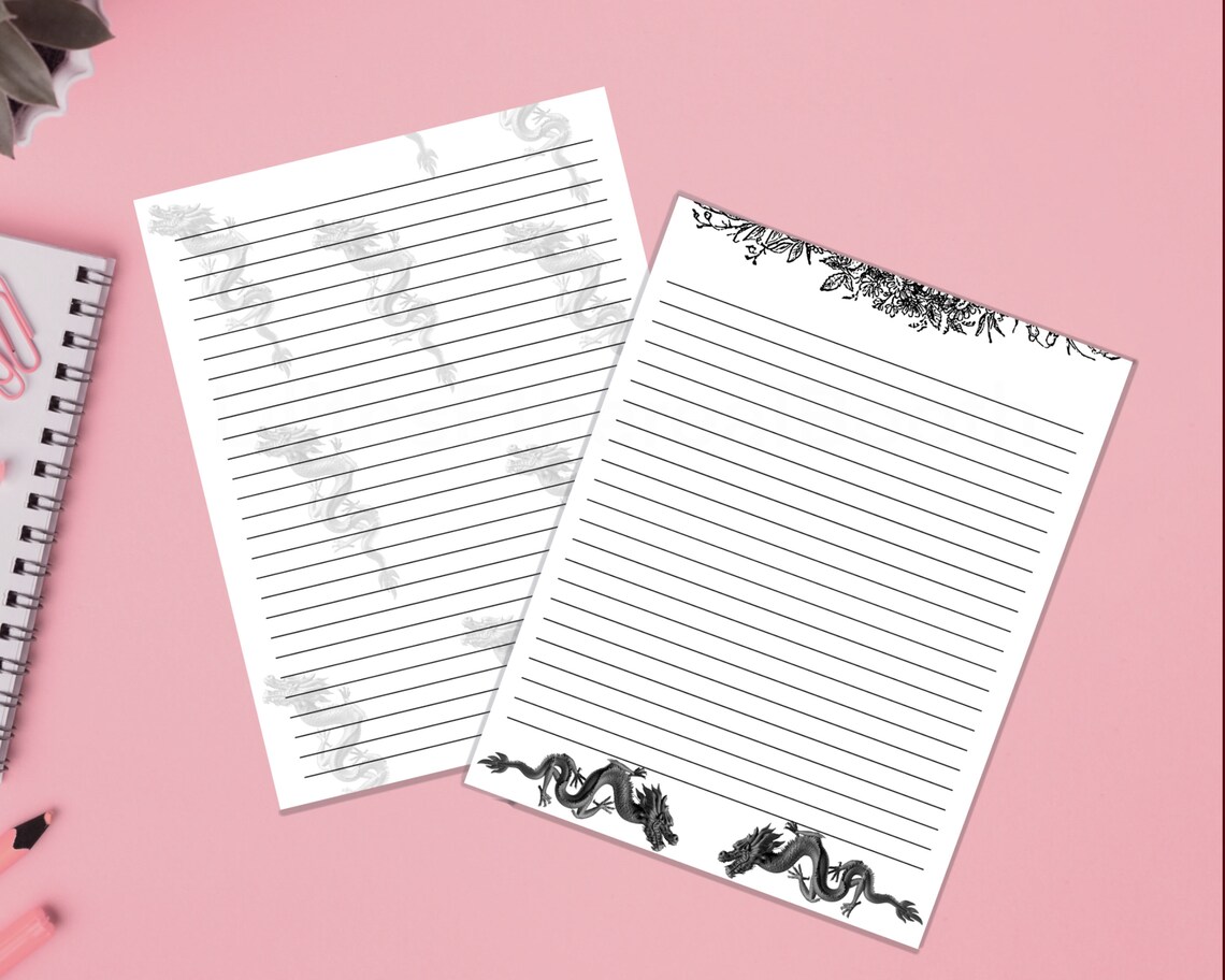 Printable Writing Paper Dragon | Etsy