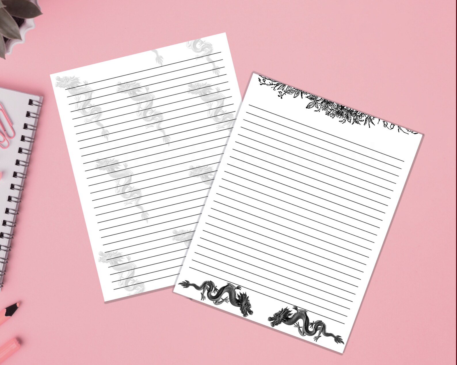 Printable Writing Paper Dragon - Etsy