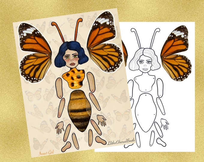 Butterfly Paper Doll Template, Articulated Printable (digital Download ...