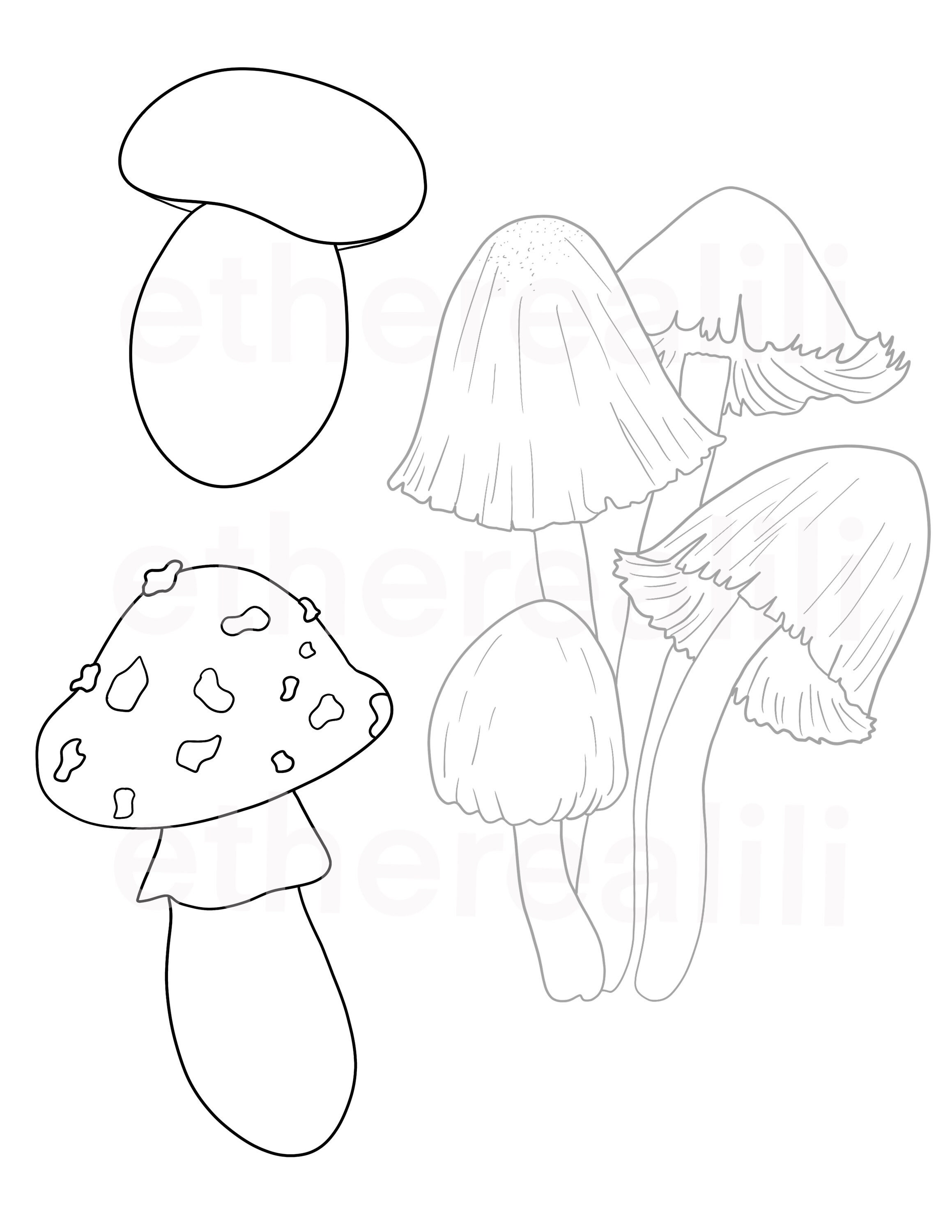 Coloring Pages- Mushroom Printables- Instant Downloand Coloring Page - Etsy