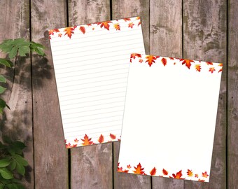 Fall Stationery Set, Stationery for Kids, Stationery Printable, Autumn ...