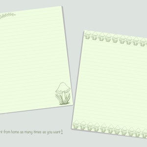 Green Mushroom Stationery-writing Paper Set -printable Stationery - Etsy