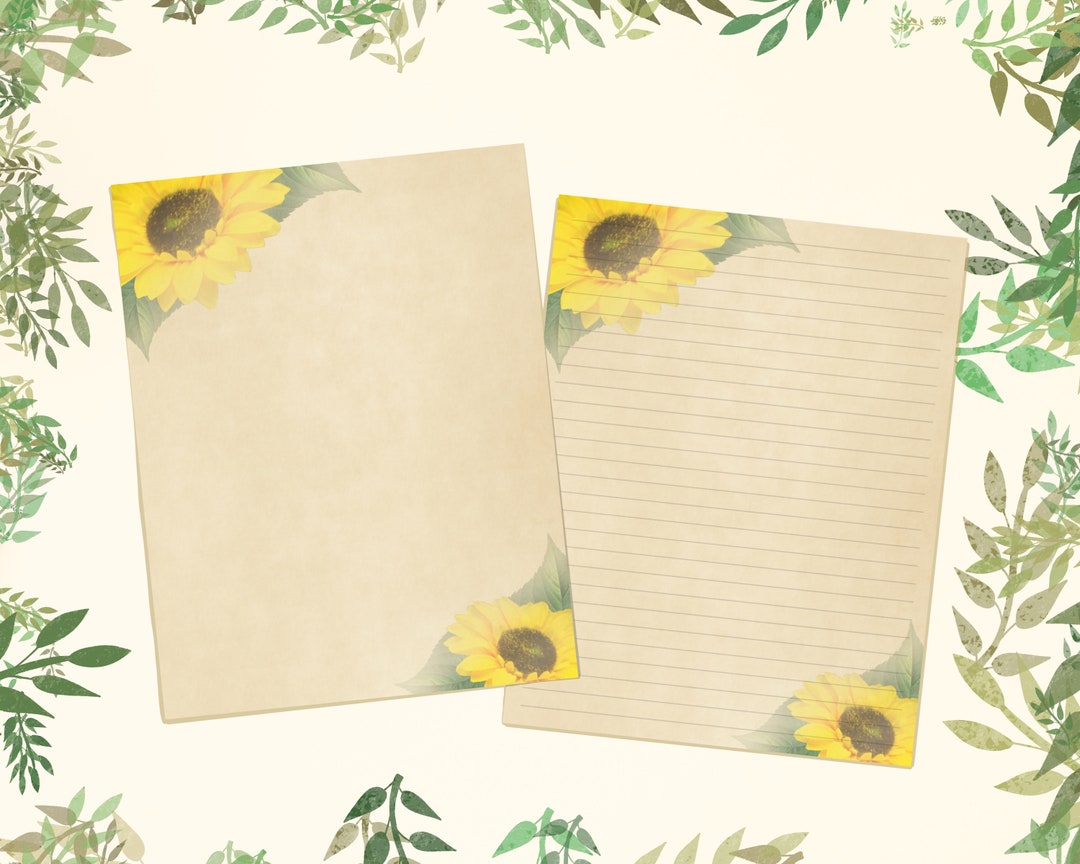 Sunflower Letter Writing Paper-writing Set-printable Stationery - Etsy