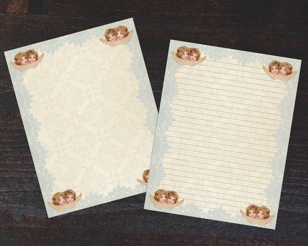 Blue Cherub Stationery- Printable Stationery-letter Writing-pen Pal ...