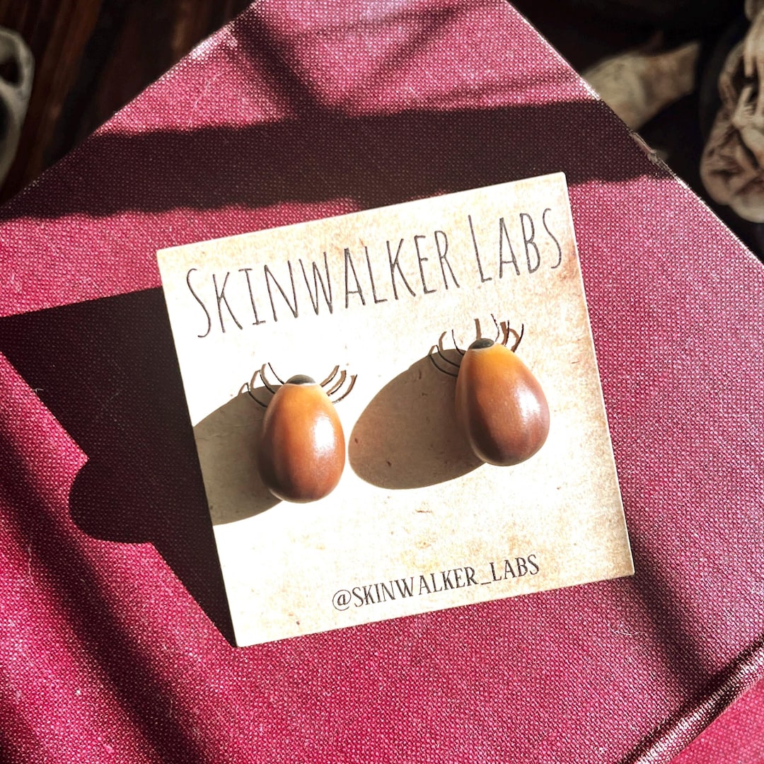 Tick Earrings, Bug Lapel Pin, Creepy Accessory, Parasite Gag Gift ...