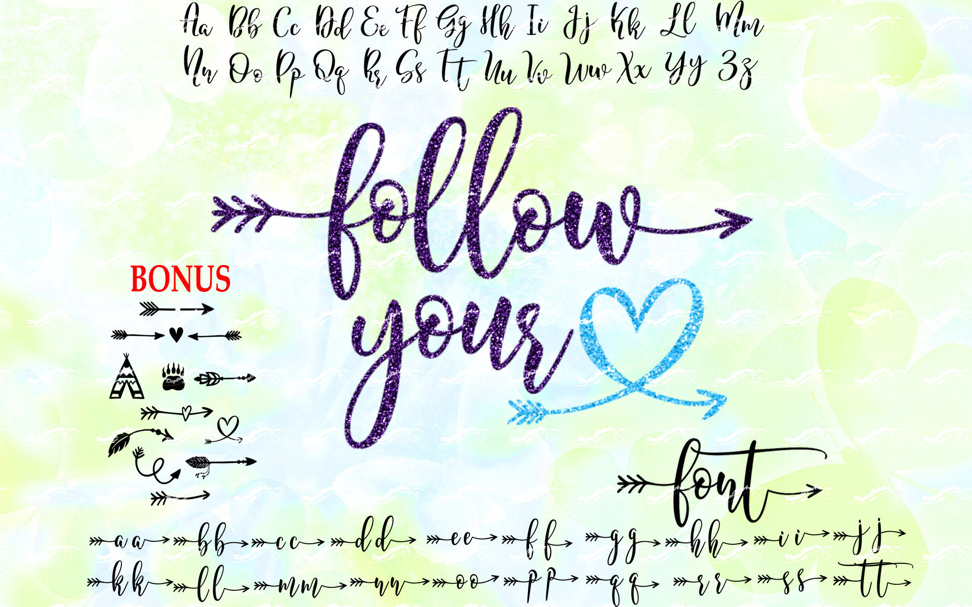 Cursive Arrows font svg dxf eps files for Cricut | Etsy