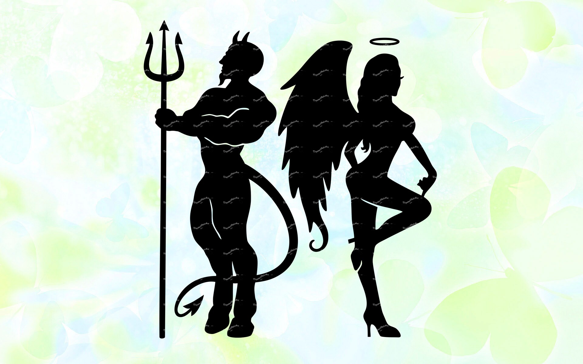 Devil man y Angel girl SVG DXF EPS Studio v3 archivo para | Etsy