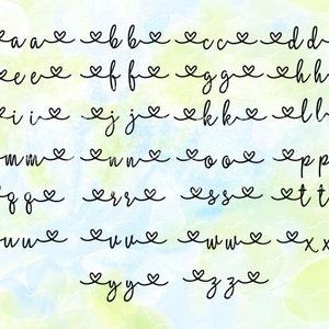 Cursive Hearts Font svg dxf eps studio v3 png cdr file | Etsy