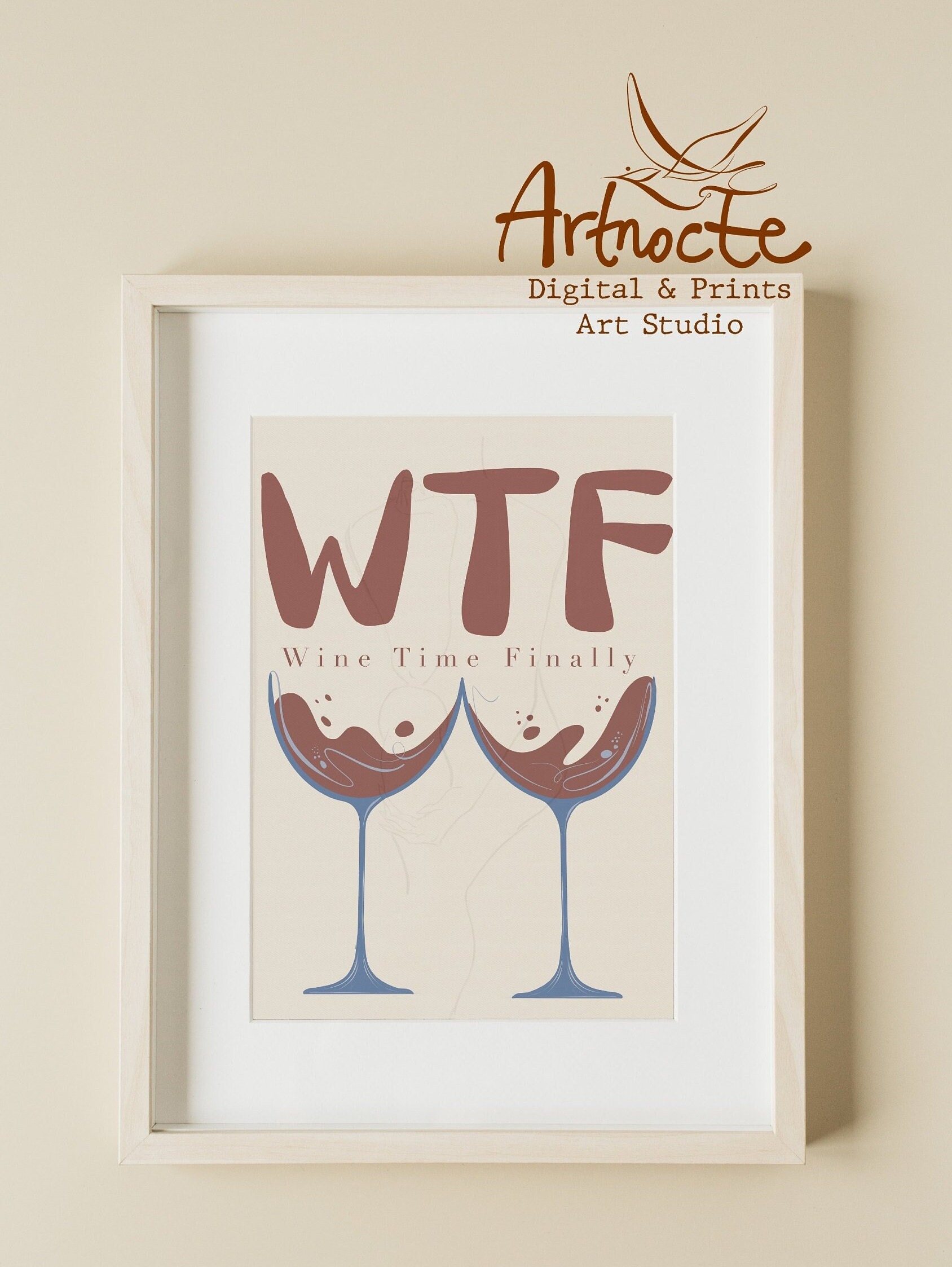Wine Time Finally Trendy Wall Art, Wine Poster, Kitchen Poster Wall Art ...