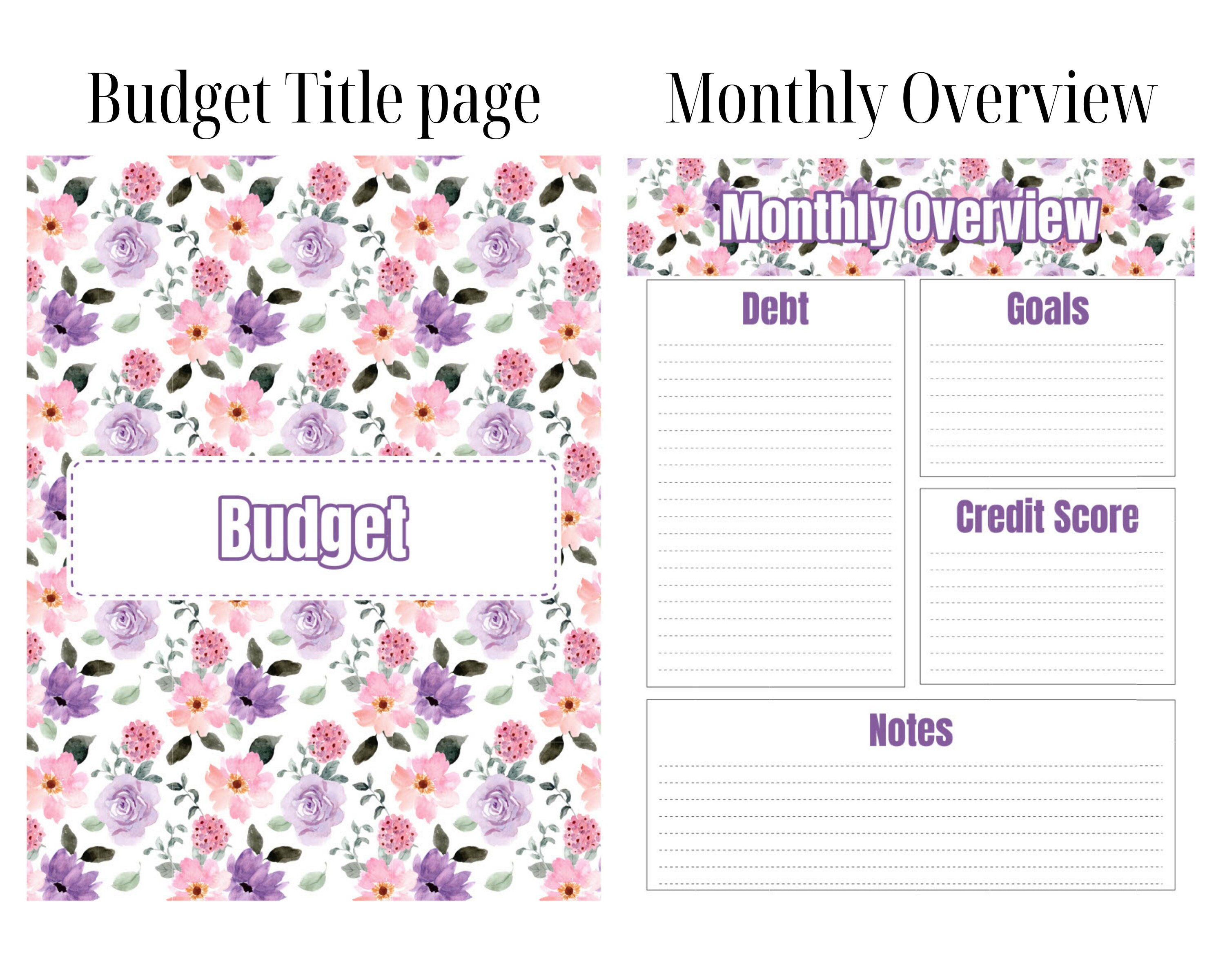 Undated Printable Budget Bundle Purple Floral Budget Planner Inserts ...