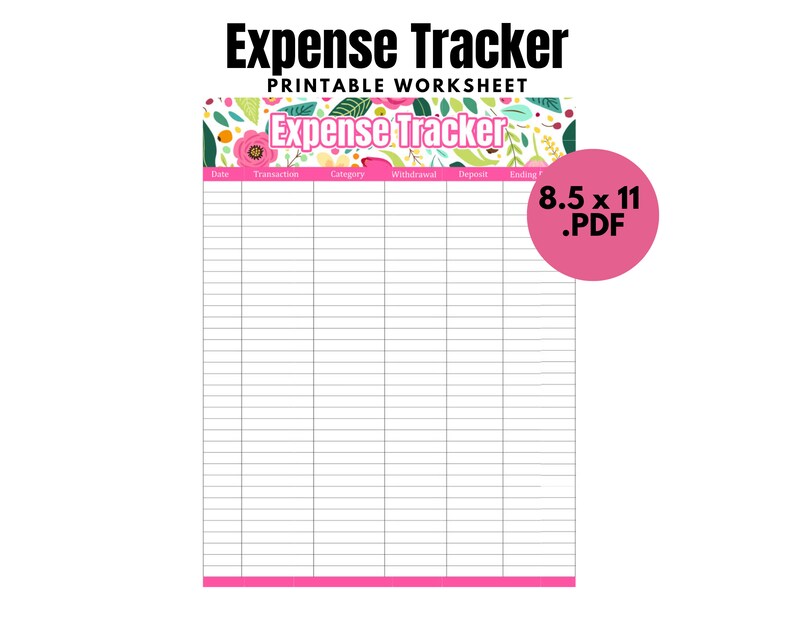 Expense Tracker Printable Worksheet in Bloom Budget - Etsy
