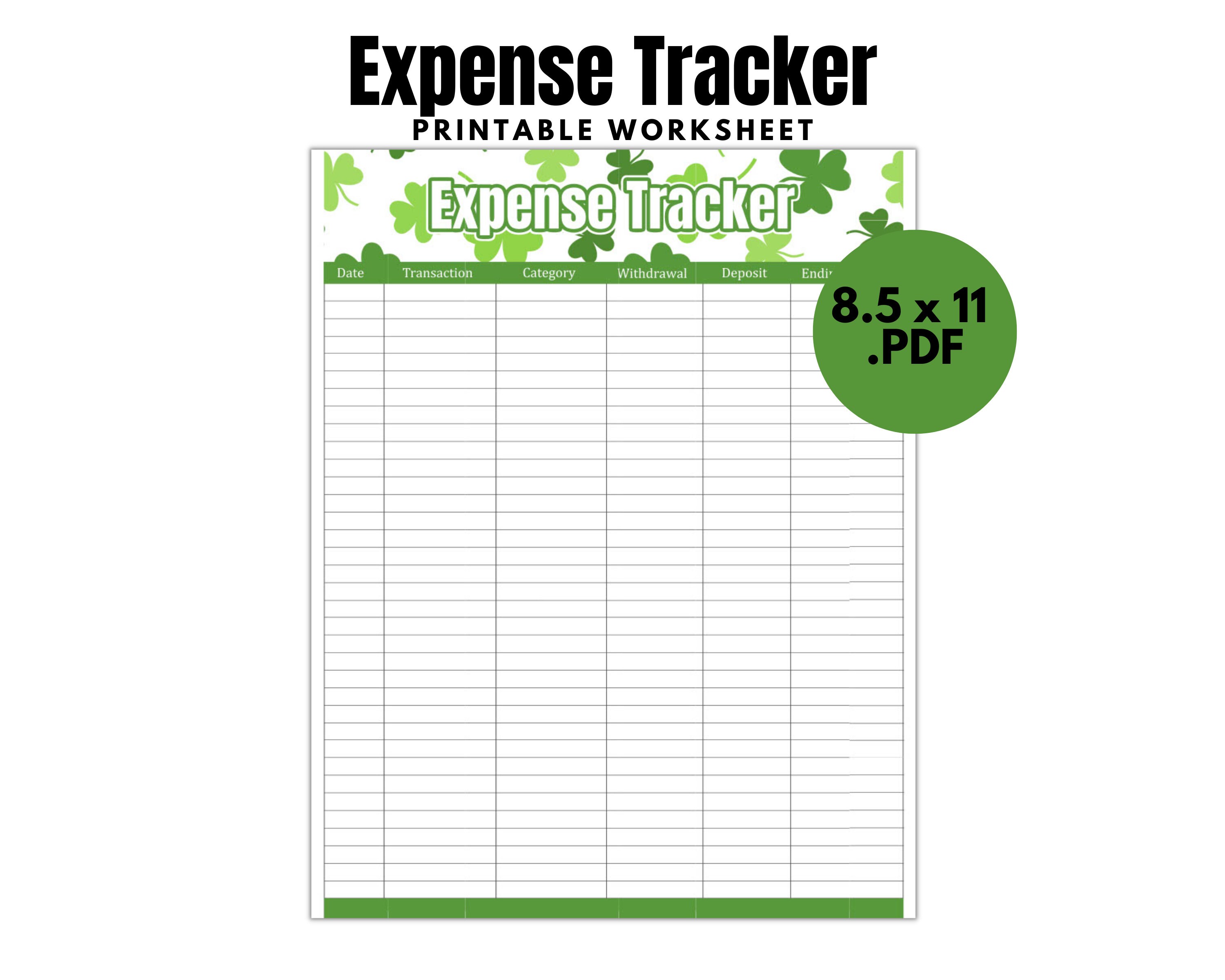 Expense Tracker Printable Worksheet Clover Budget Planner - Etsy