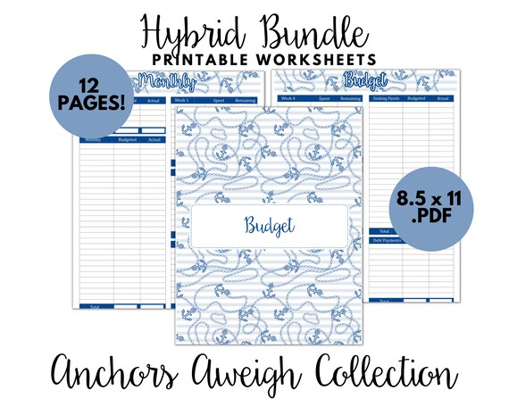 UNDATED HYBRID Printable Budget Worksheet Bundle Anchors - Etsy