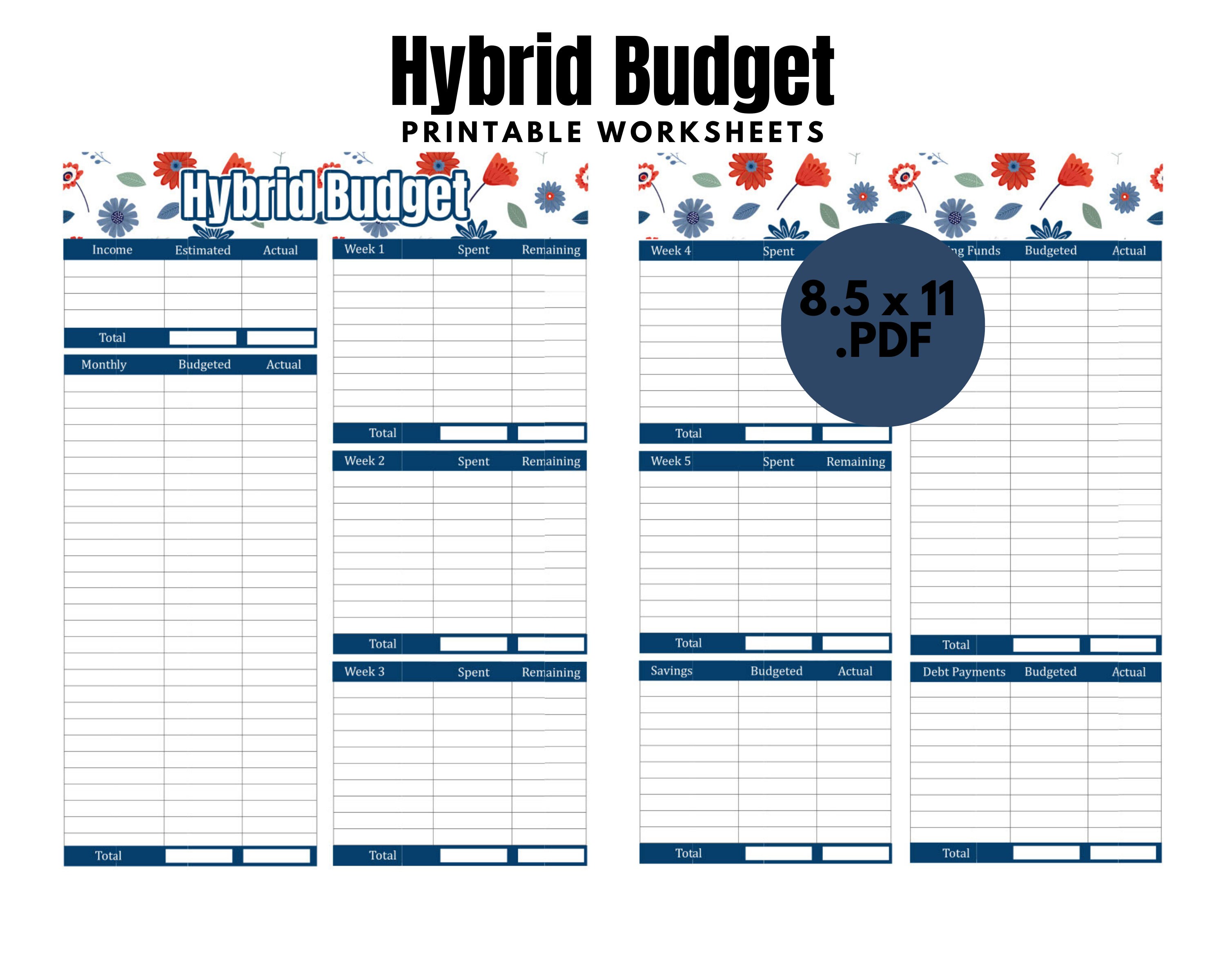 Hybrid Budget Printable Worksheets Patriotic Floral Budget Planner ...