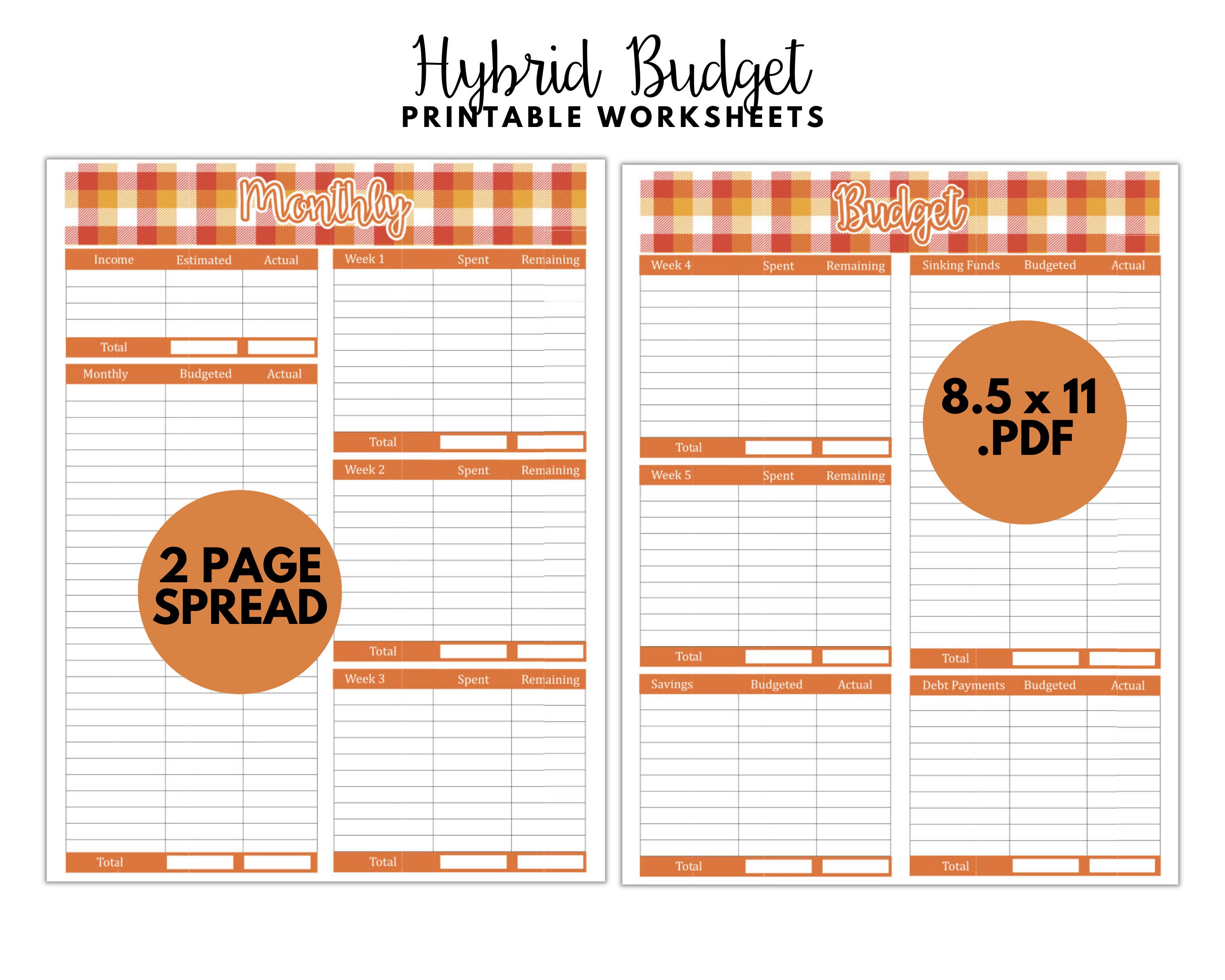 Hybrid Budget Printable Worksheets Pop of Plaid Budget - Etsy