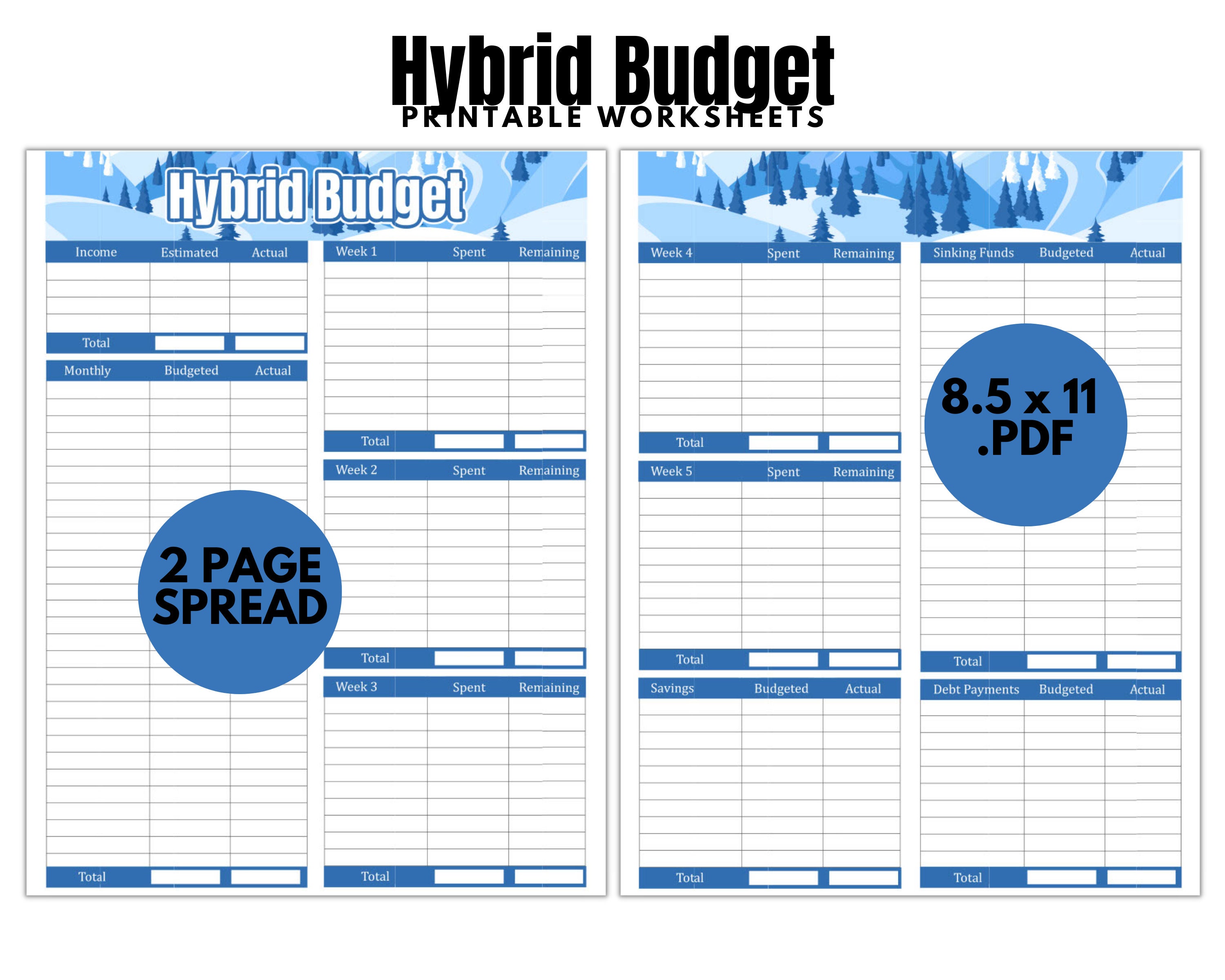 Hybrid Budget Printable Worksheets Winter Budget Planner - Etsy