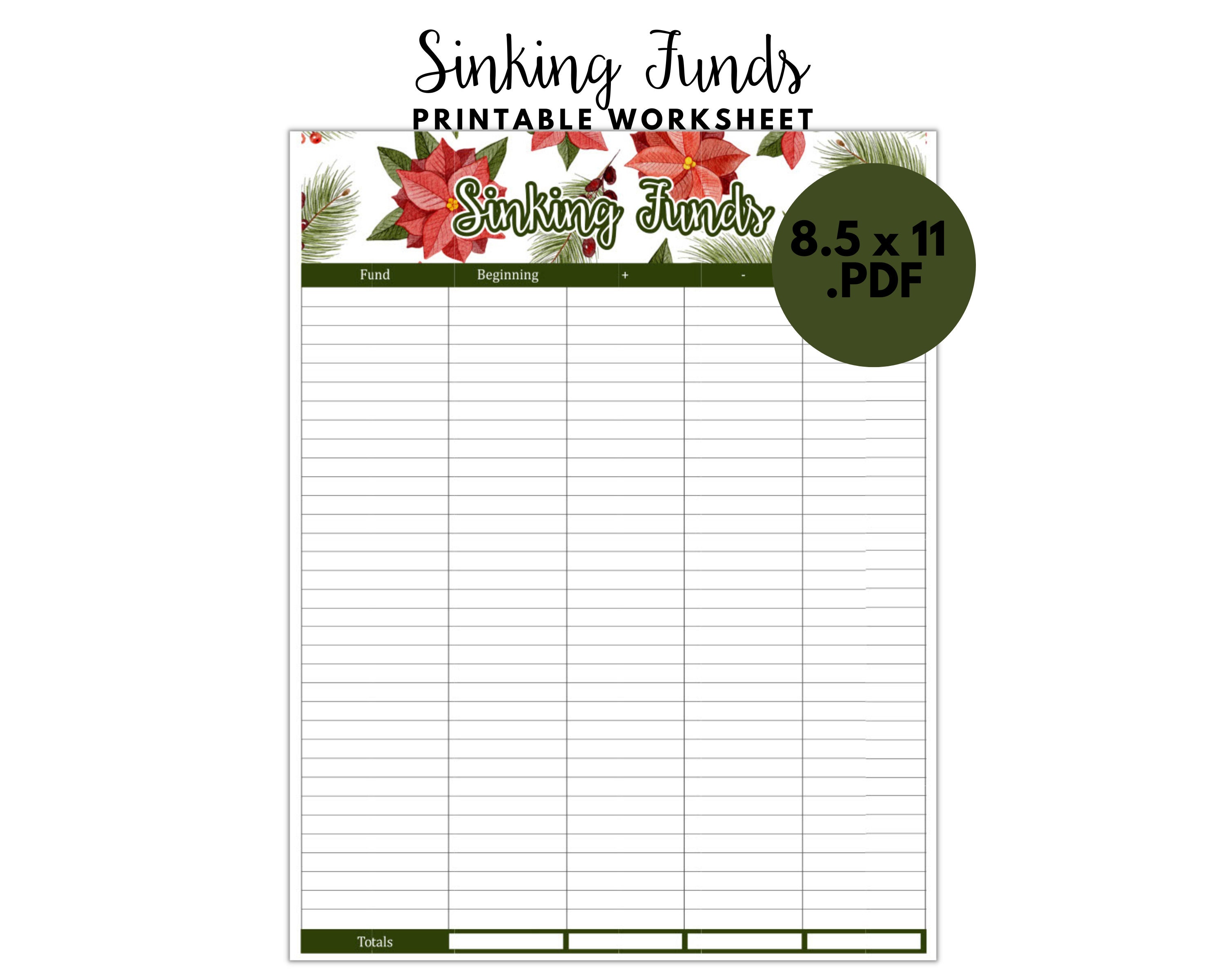 Sinking Funds Printable Worksheet Holly Jolly Budget - Etsy