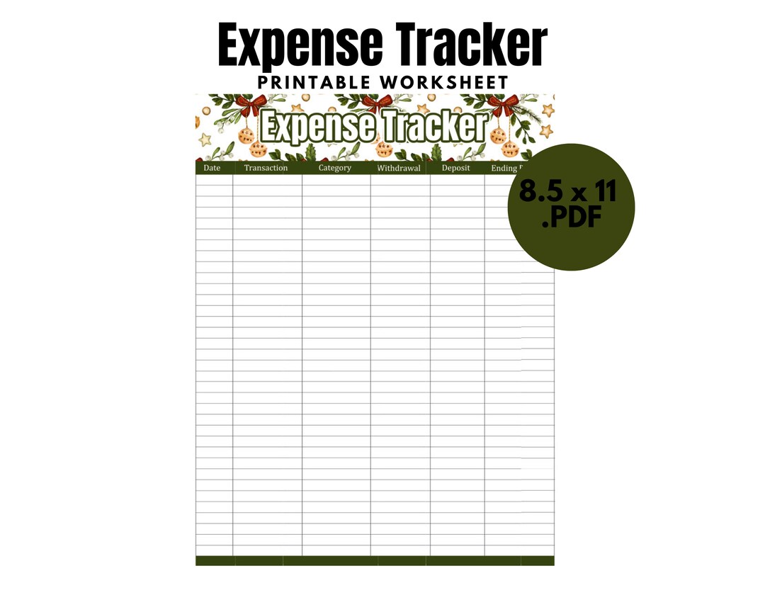 Expense Tracker Printable Worksheet Jingle Bells Budget Planner Insert ...