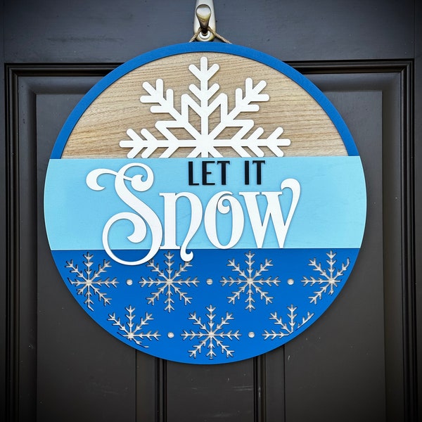 Let It Snow Round Sign - Etsy