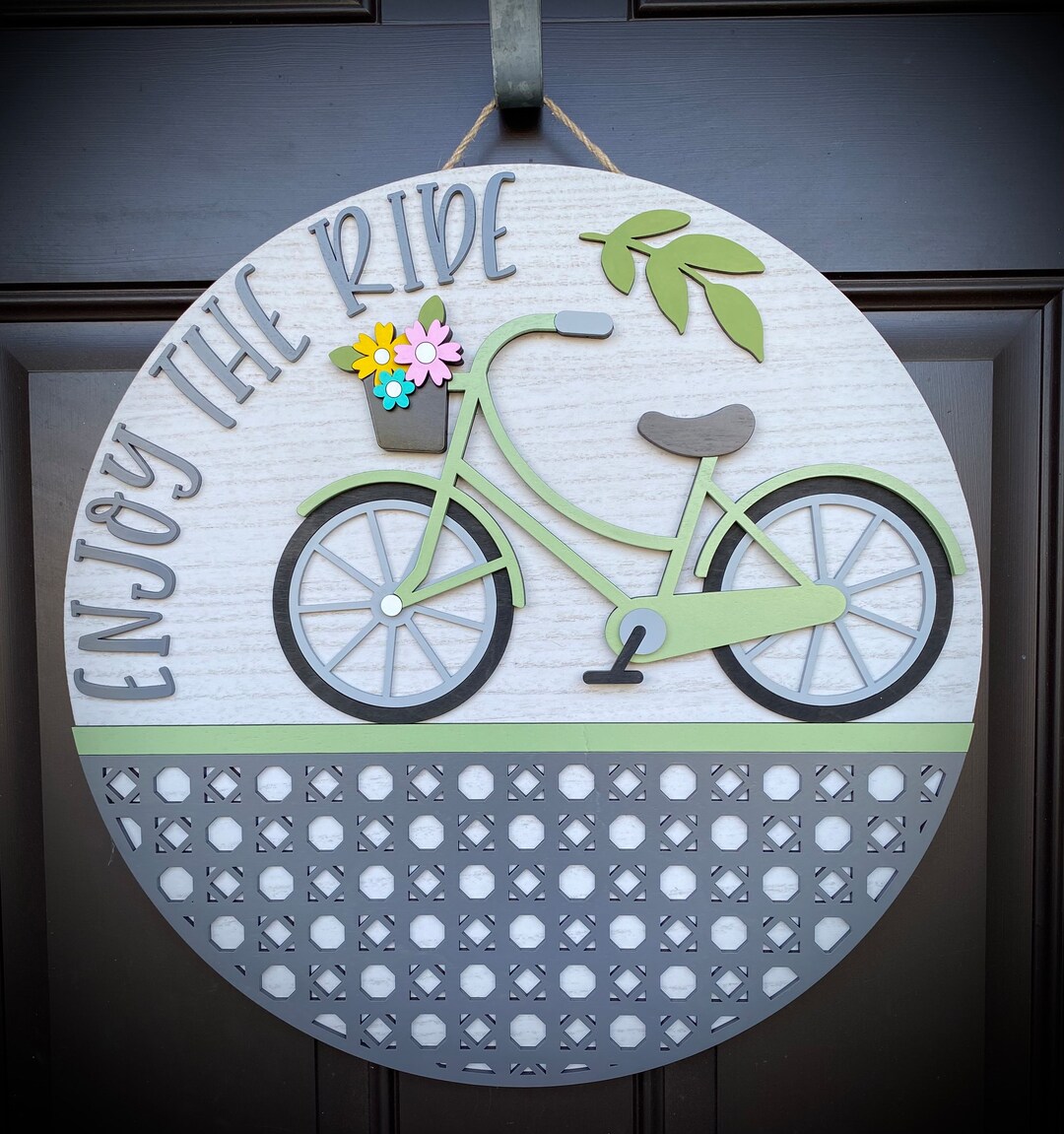 Retro Bicycle-themed enjoy the Ride Door Hanger/round Sign, Beautiful ...